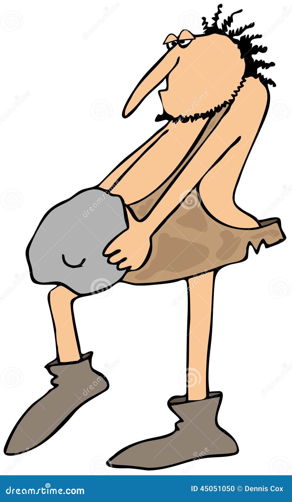 Caveman carrying a boulder stock illustration. Illustration of beard ...