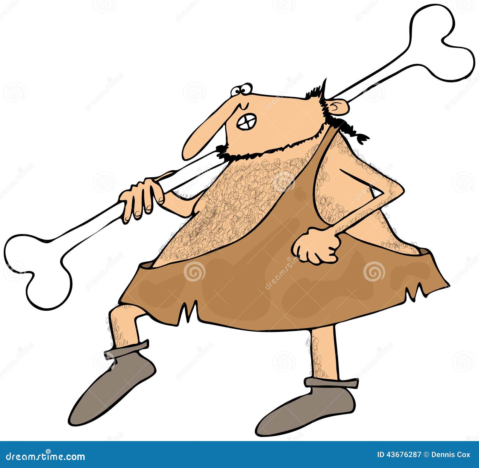 Caveman Carrying a Large Bone Stock Illustration - Illustration of ...