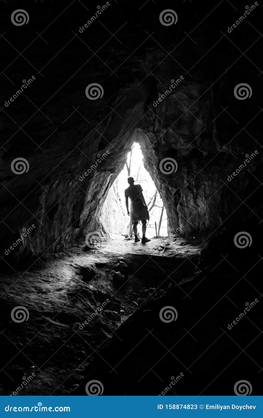 Caveman stock image. Image of long, enjoys, cave, light - 158874823