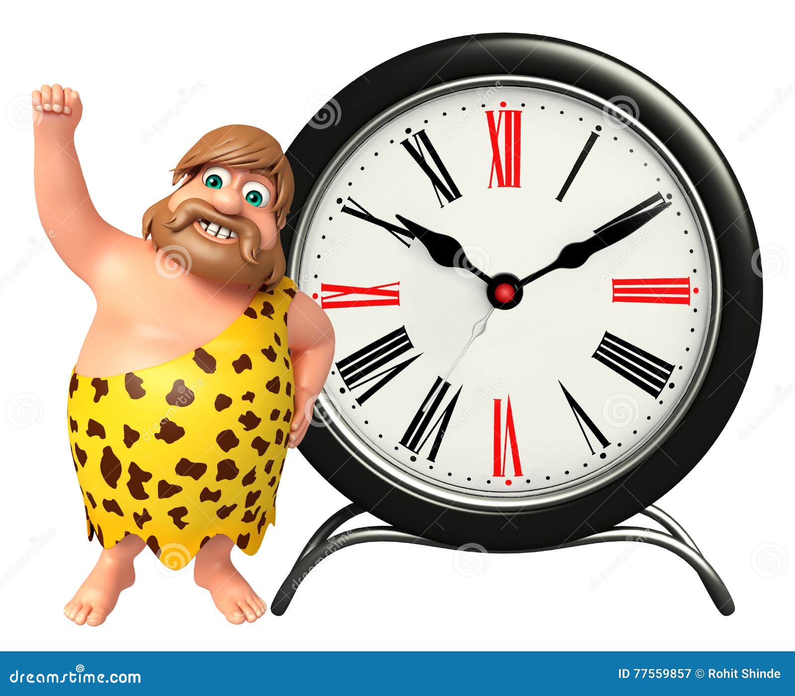 Caveman with Clock stock illustration. Illustration of hunt - 77559857