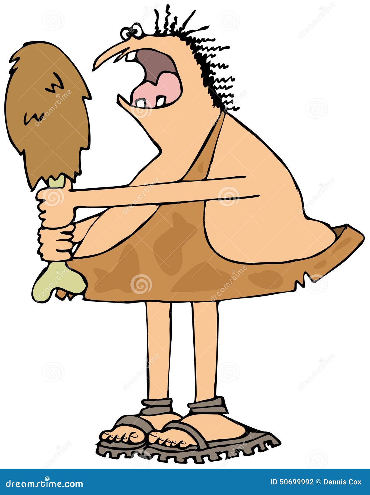 Caveman Eating a Large Drumstick Stock Illustration - Illustration of ...