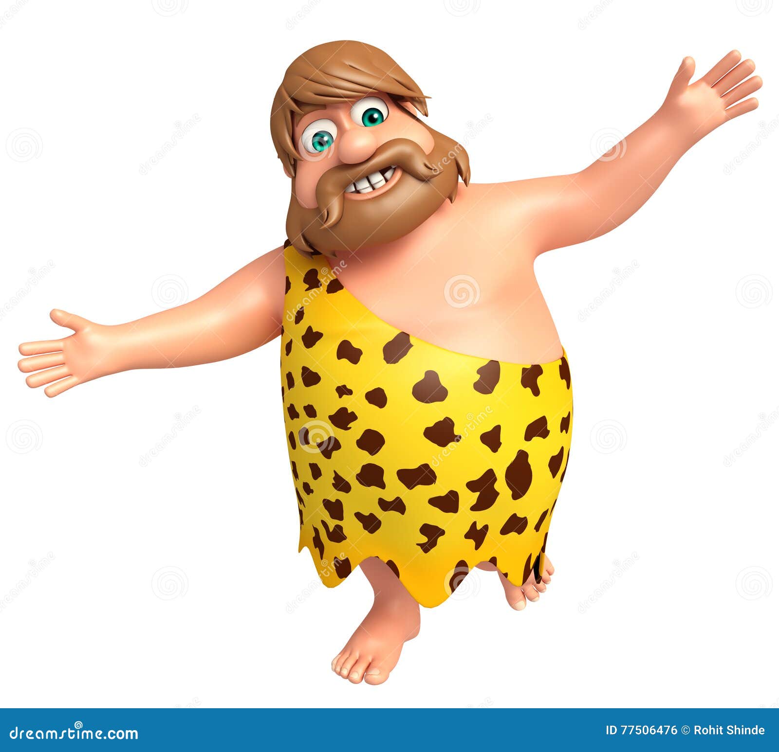 Caveman with Funny pose stock illustration. Illustration of history ...