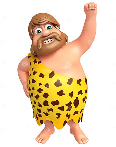 Caveman with Funny pose stock illustration. Illustration of javelin ...