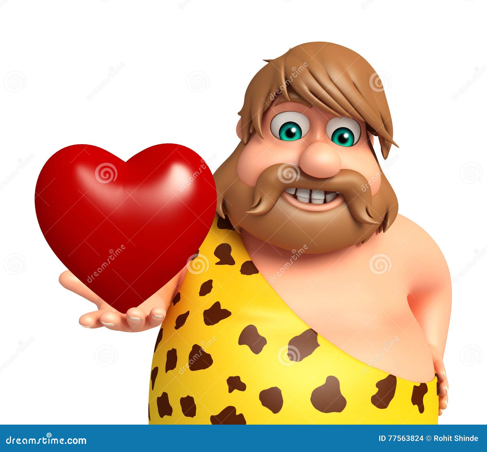 Caveman with Heart stock illustration. Illustration of hunter - 77563824