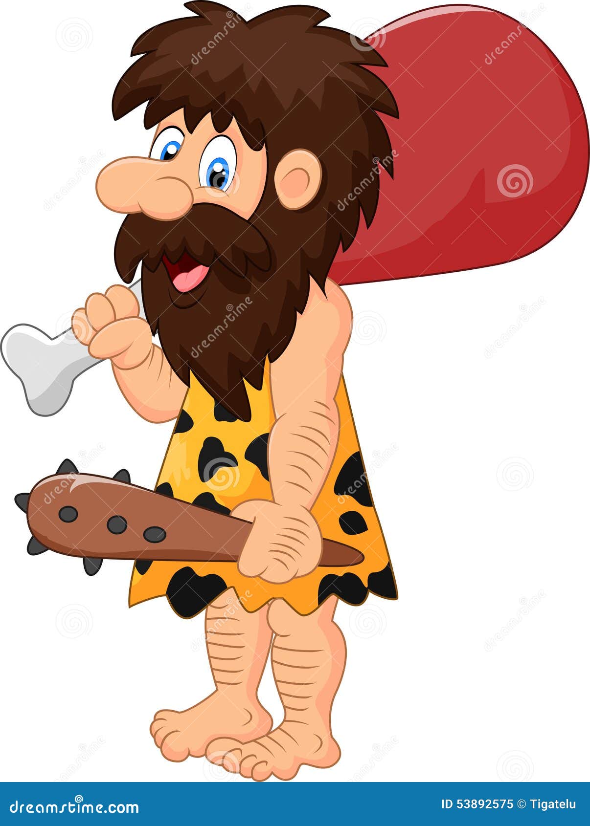 Caveman holding meat stock vector. Illustration of mustache - 53892575