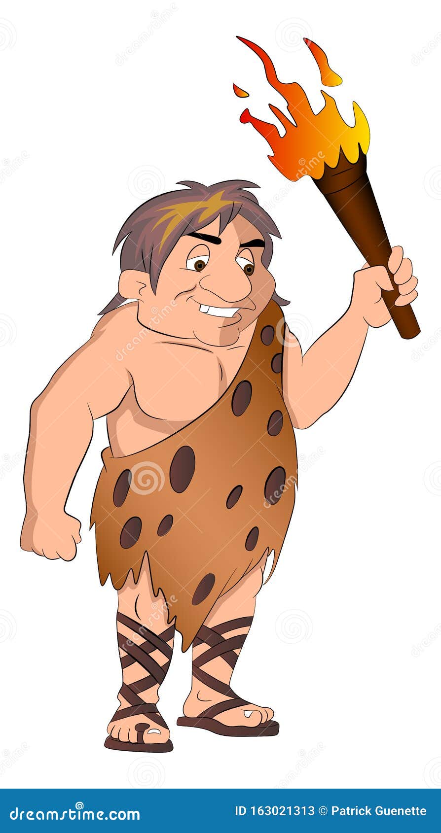 Caveman Discovering Fire. Controlled Use Of Fire For Cooking, Planting ...