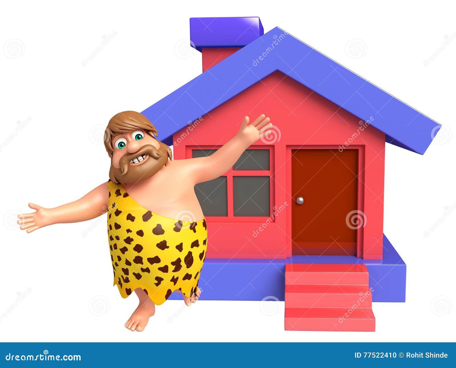 Caveman with Home stock illustration. Illustration of caveman - 77522410