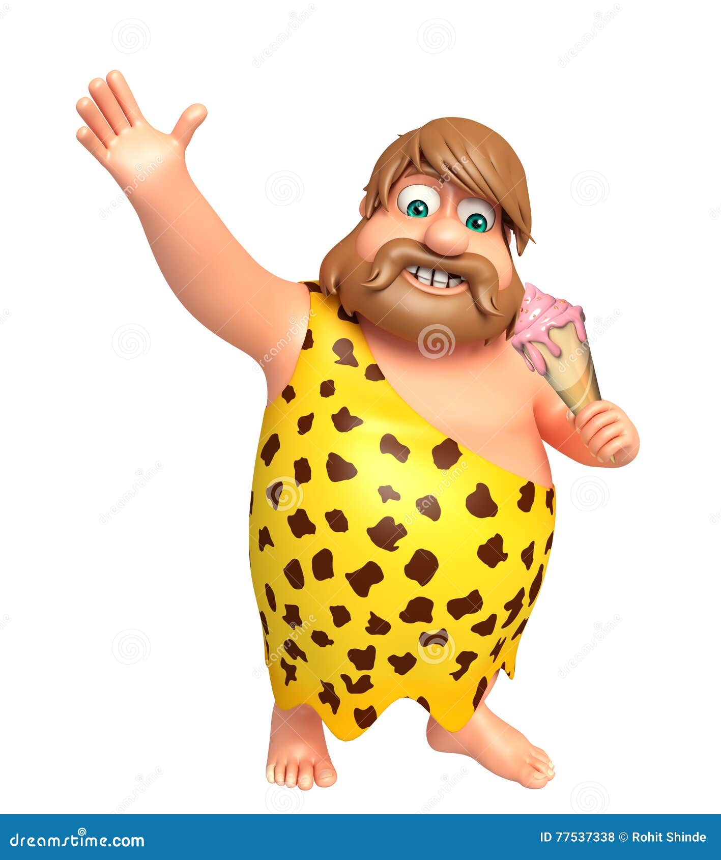 Caveman with Icecream stock illustration. Illustration of ancient ...