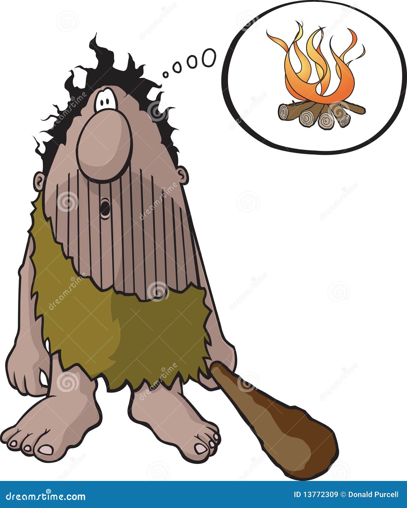 Troglodyte Caveman Wild Hunter Baton Cartoon Royalty-Free Illustration ...