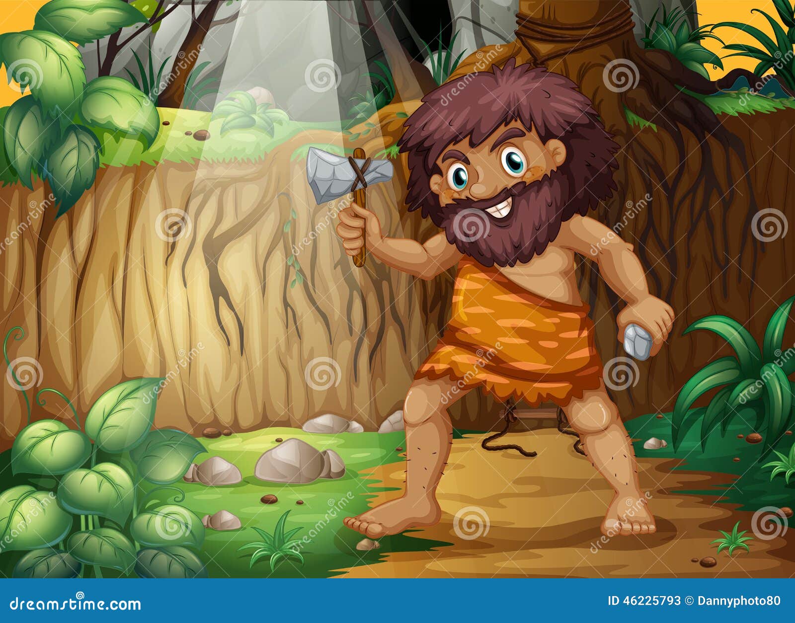 Caveman stock vector. Illustration of bone, outdoors - 46225793
