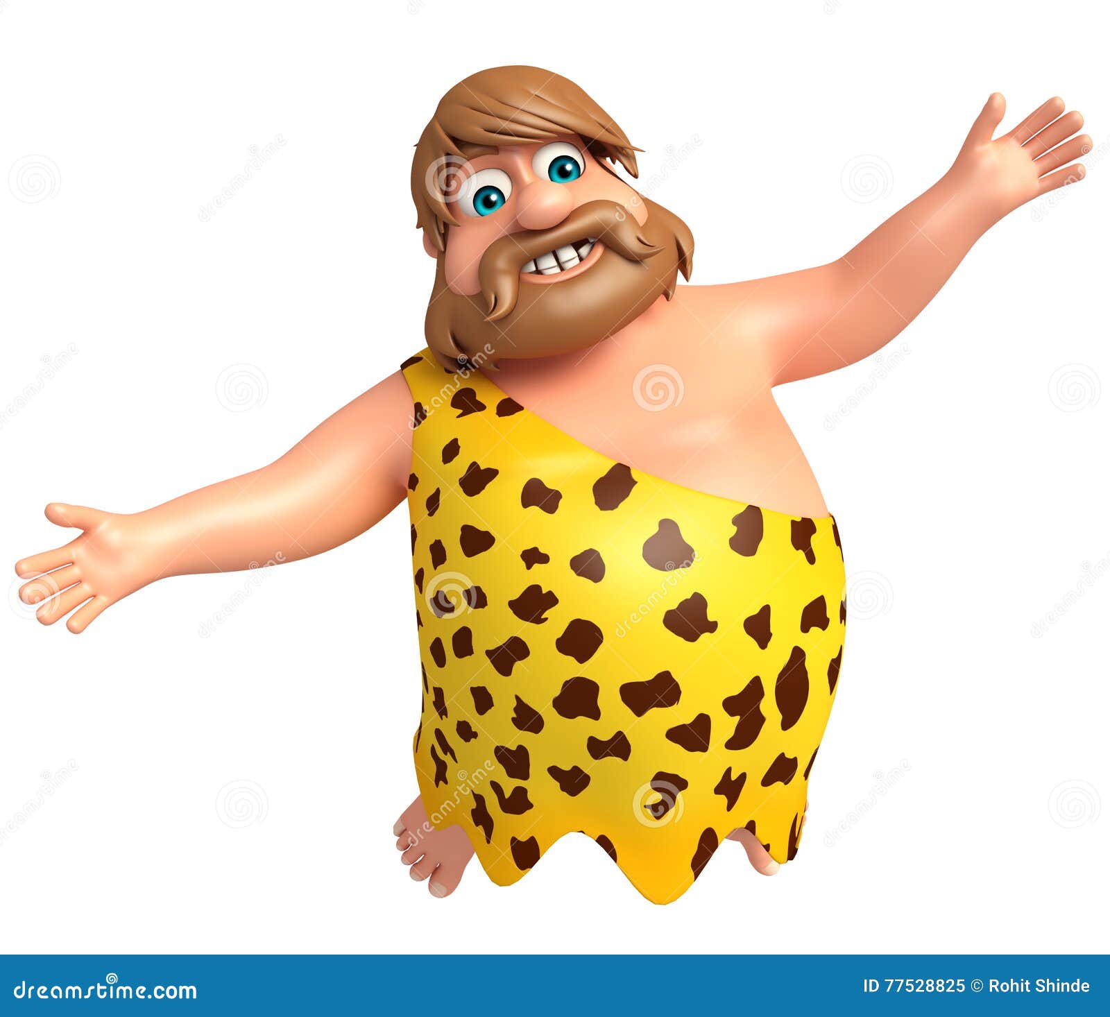 Caveman with Jumping pose stock illustration. Illustration of barefoot ...