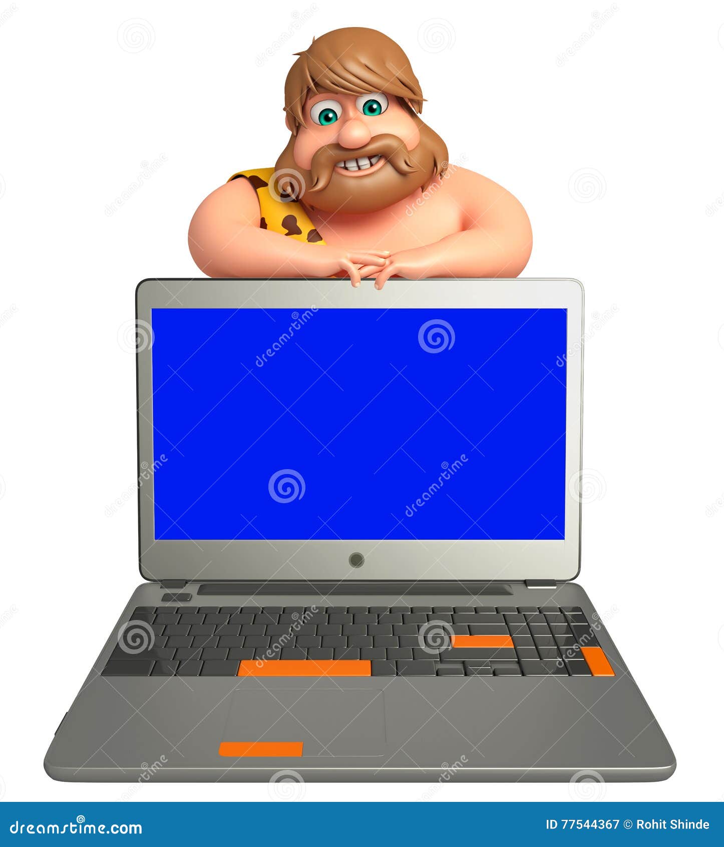 Caveman with Laptop stock illustration. Illustration of spear - 77544367