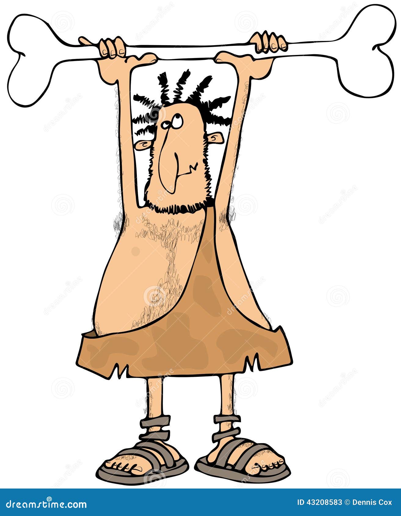 Caveman lifting a bone stock illustration. Illustration of bone - 43208583