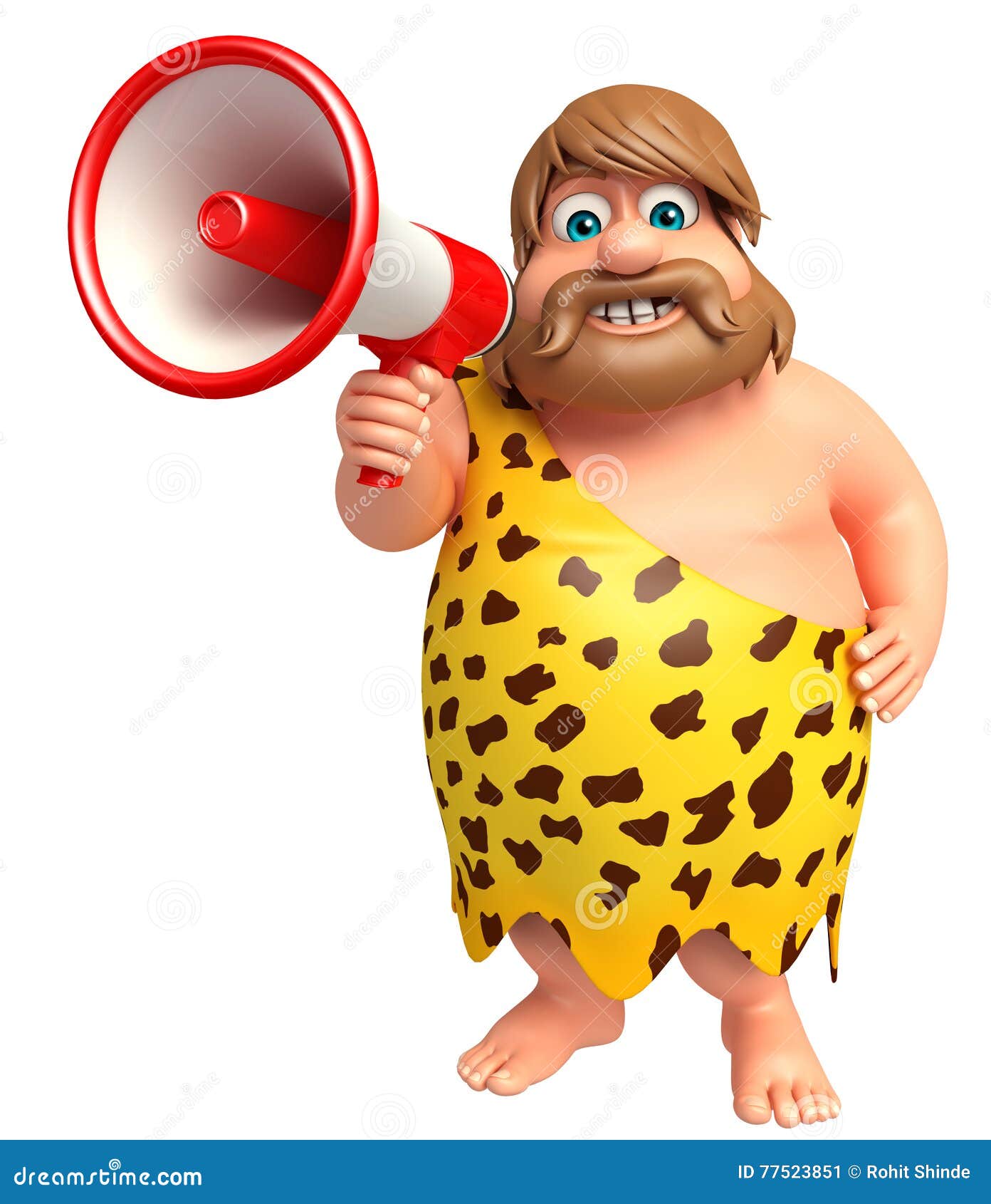 Caveman with Loudspeaker stock illustration. Illustration of human ...