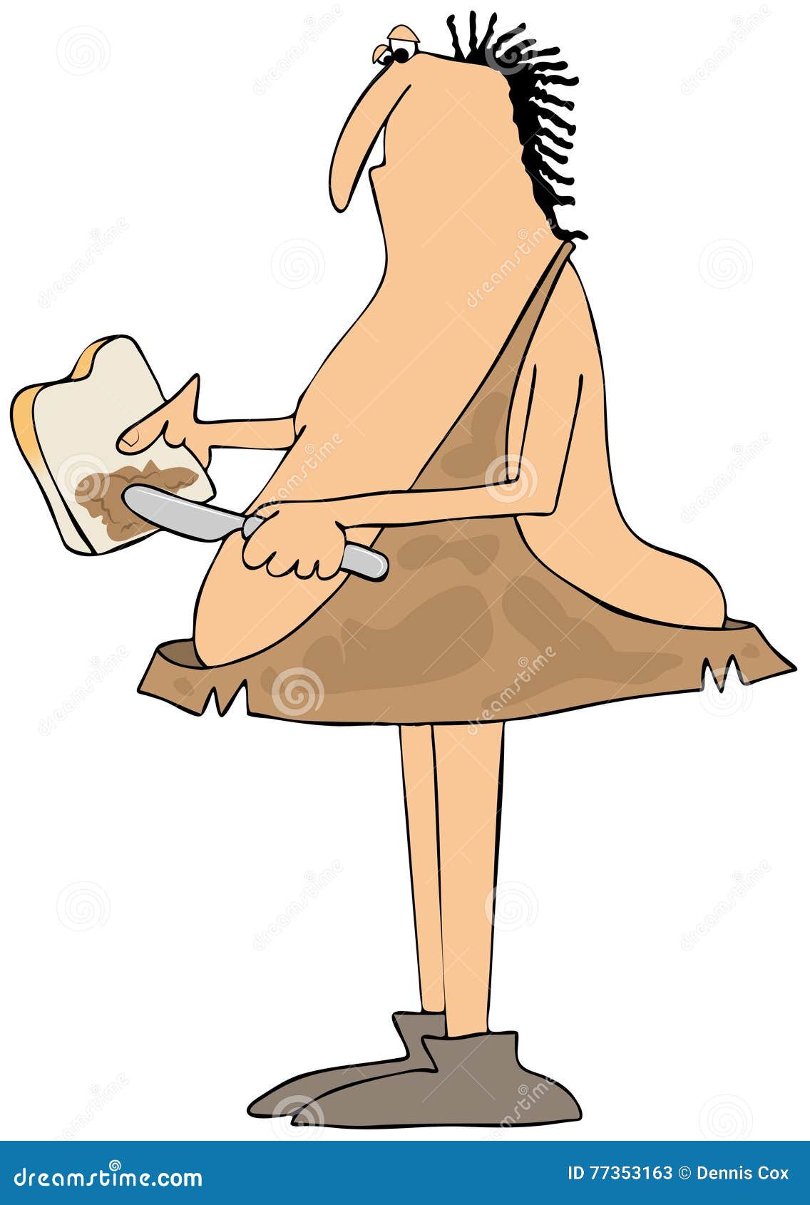 Caveman making a sandwich stock illustration. Illustration of food ...