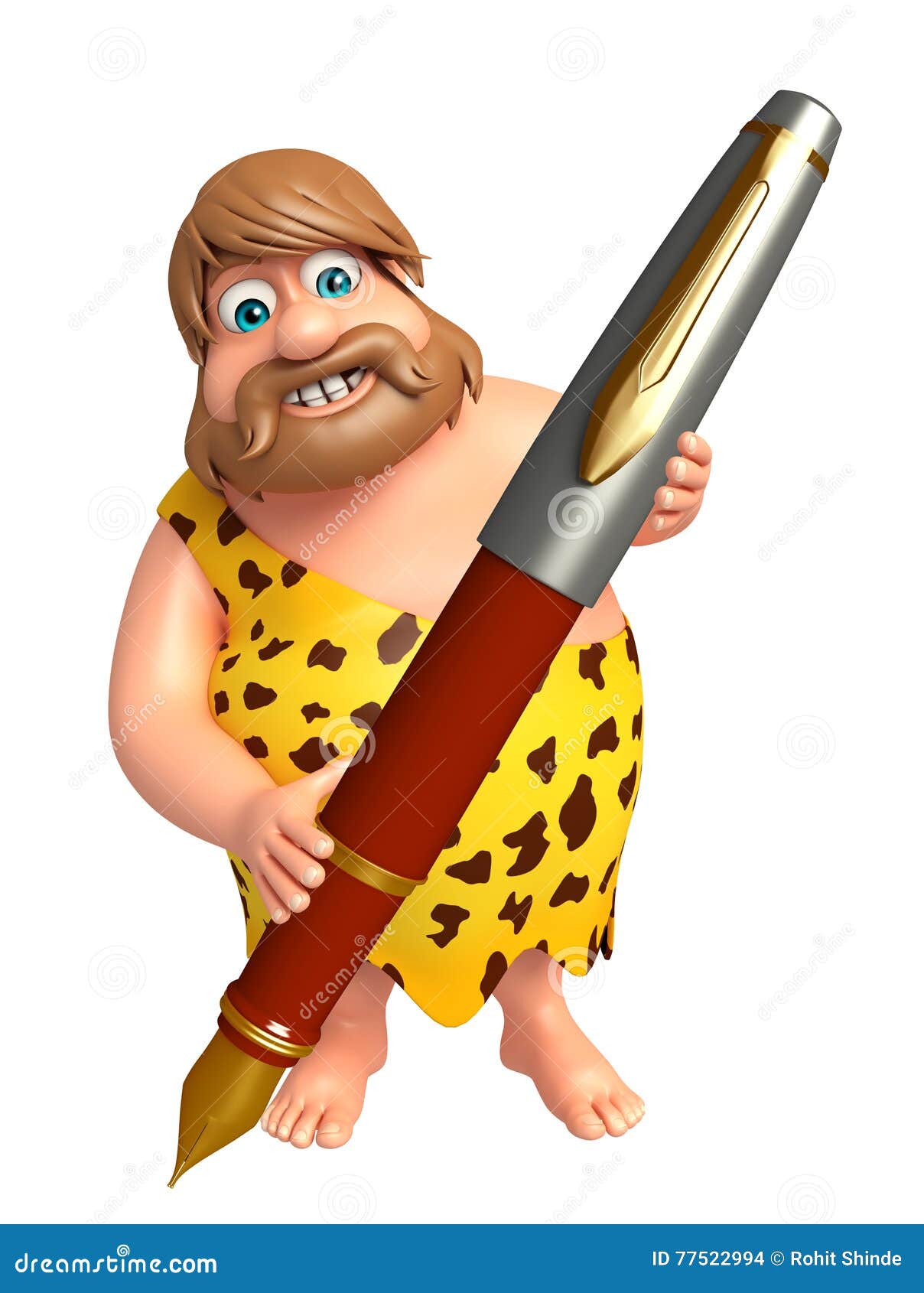 Caveman with Pen stock illustration. Illustration of ancient - 77522994