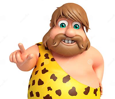 Caveman with Pointing pose stock illustration. Illustration of pose ...