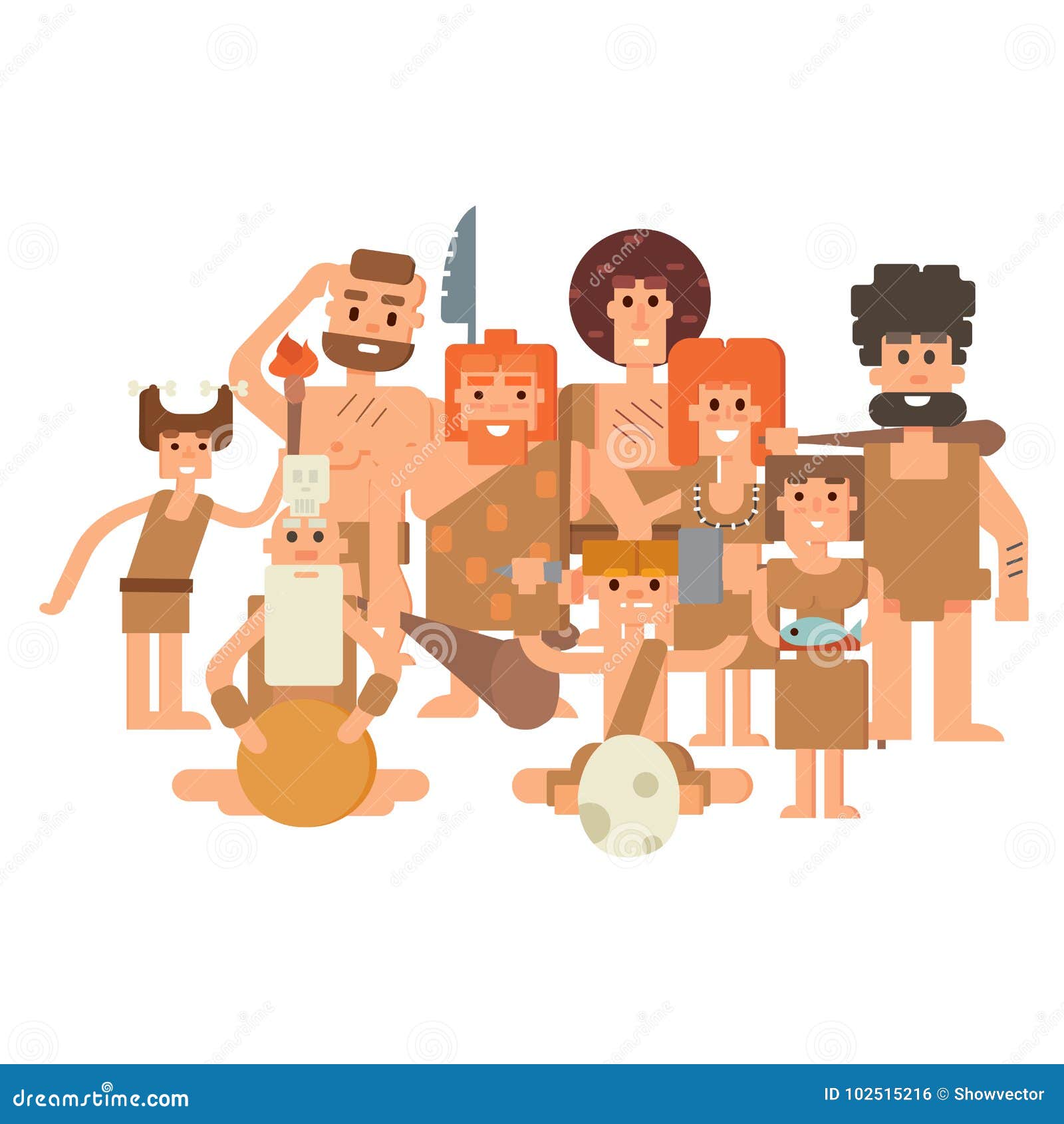 Stone Age Or Neanderthal Vector Icons And Characters Set ... Stone Age Or Neanderthal Vector Icons And Characters Set ...