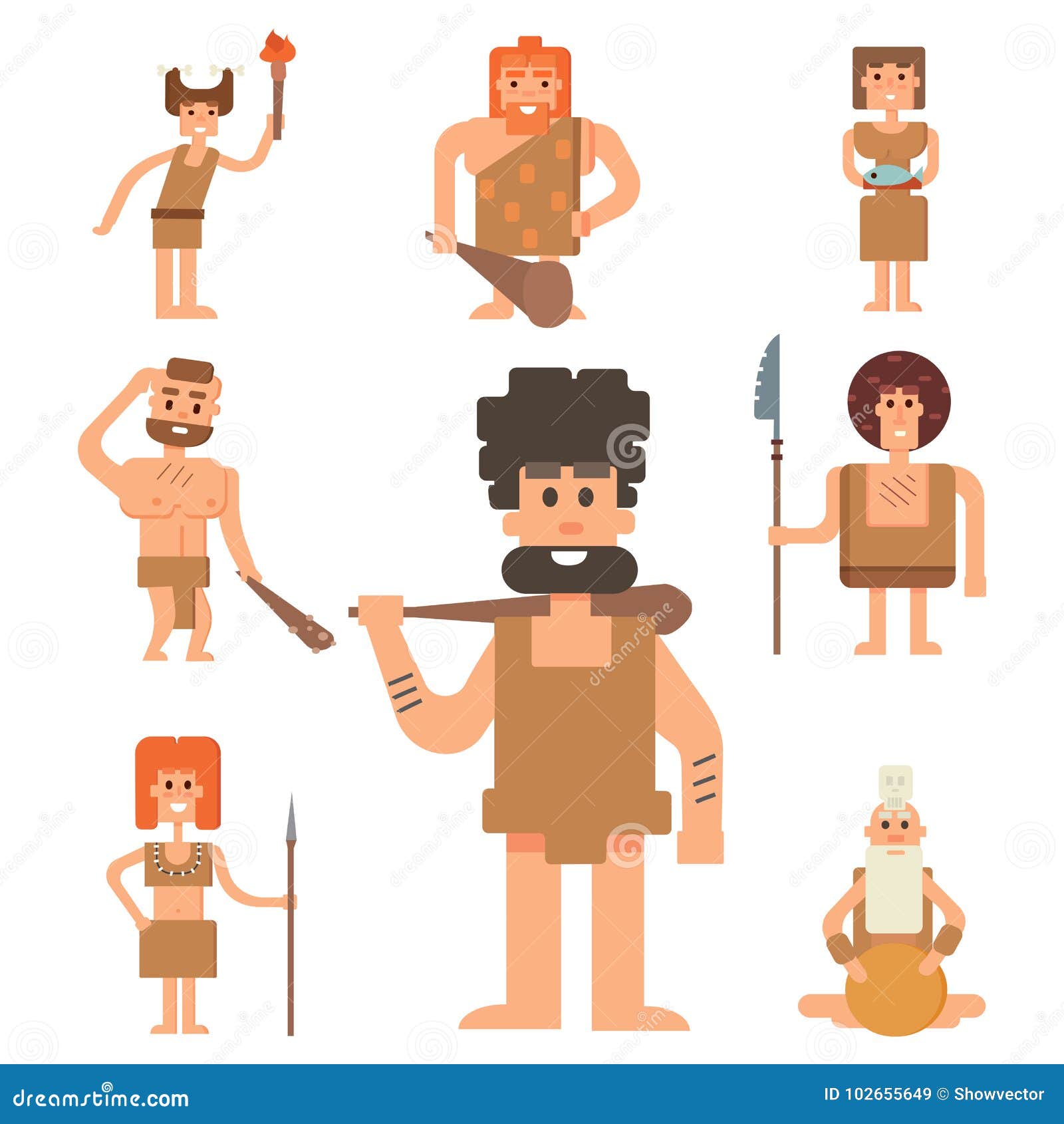 Caveman Primitive Stone Age Cartoon Neanderthal People Character Stock ... Caveman Primitive Stone Age Cartoon Neanderthal People Character Stock ...