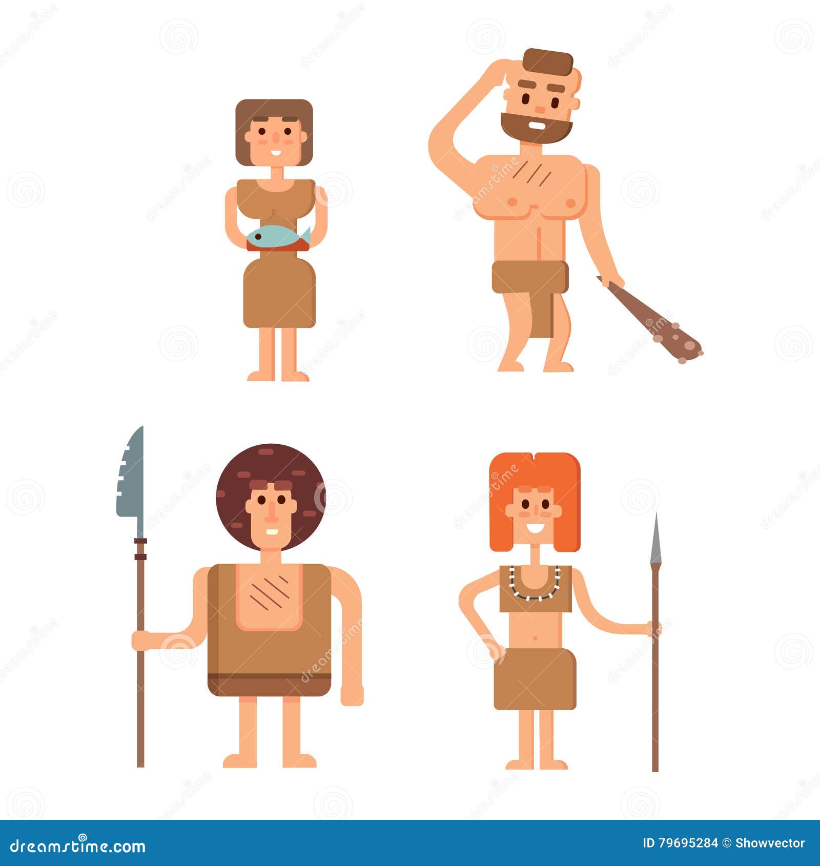 Caveman Primitive Stone Age People Stock Vector - Illustration of ...
