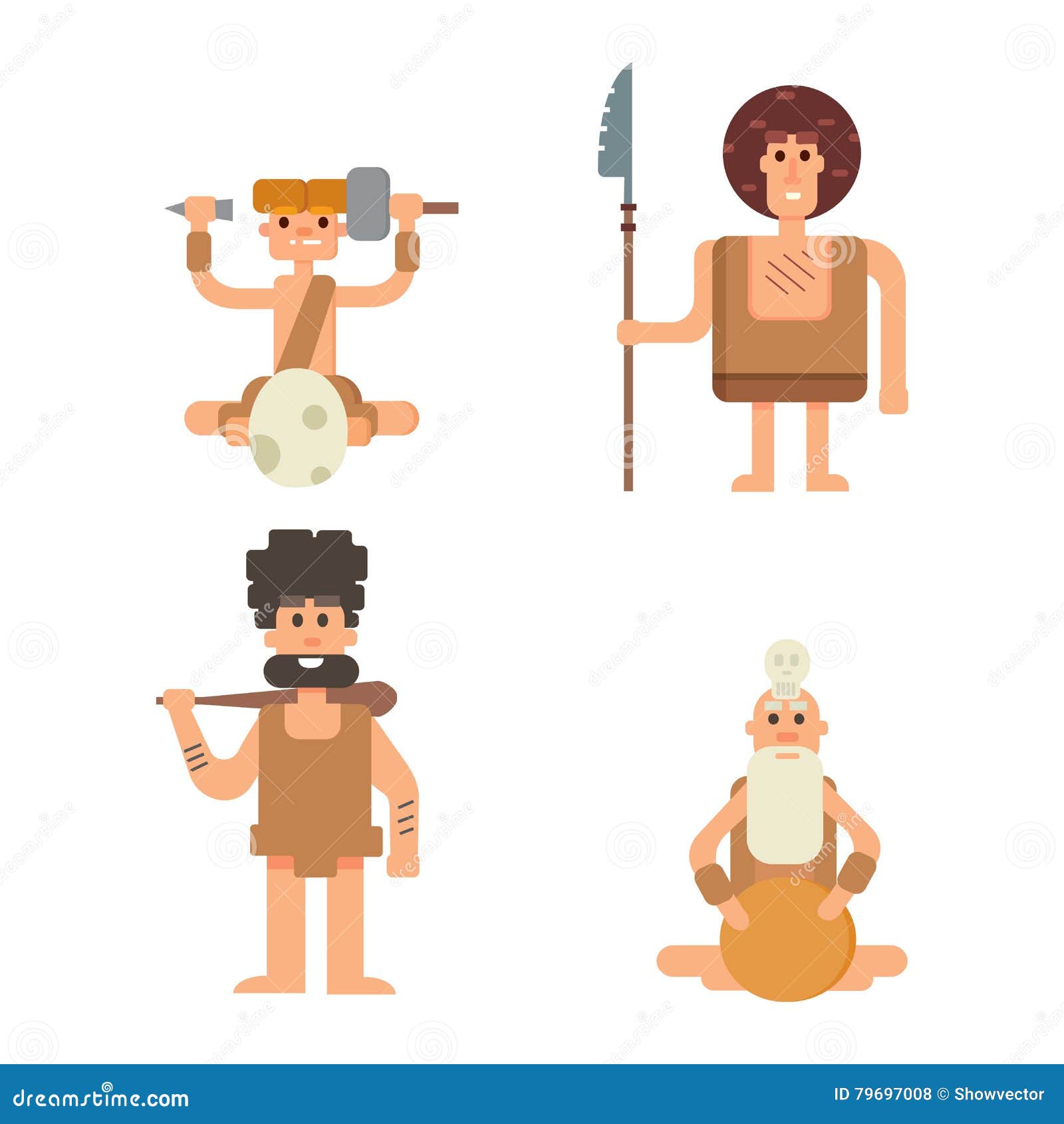 Caveman Primitive Stone Age People Stock Vector - Illustration of ...