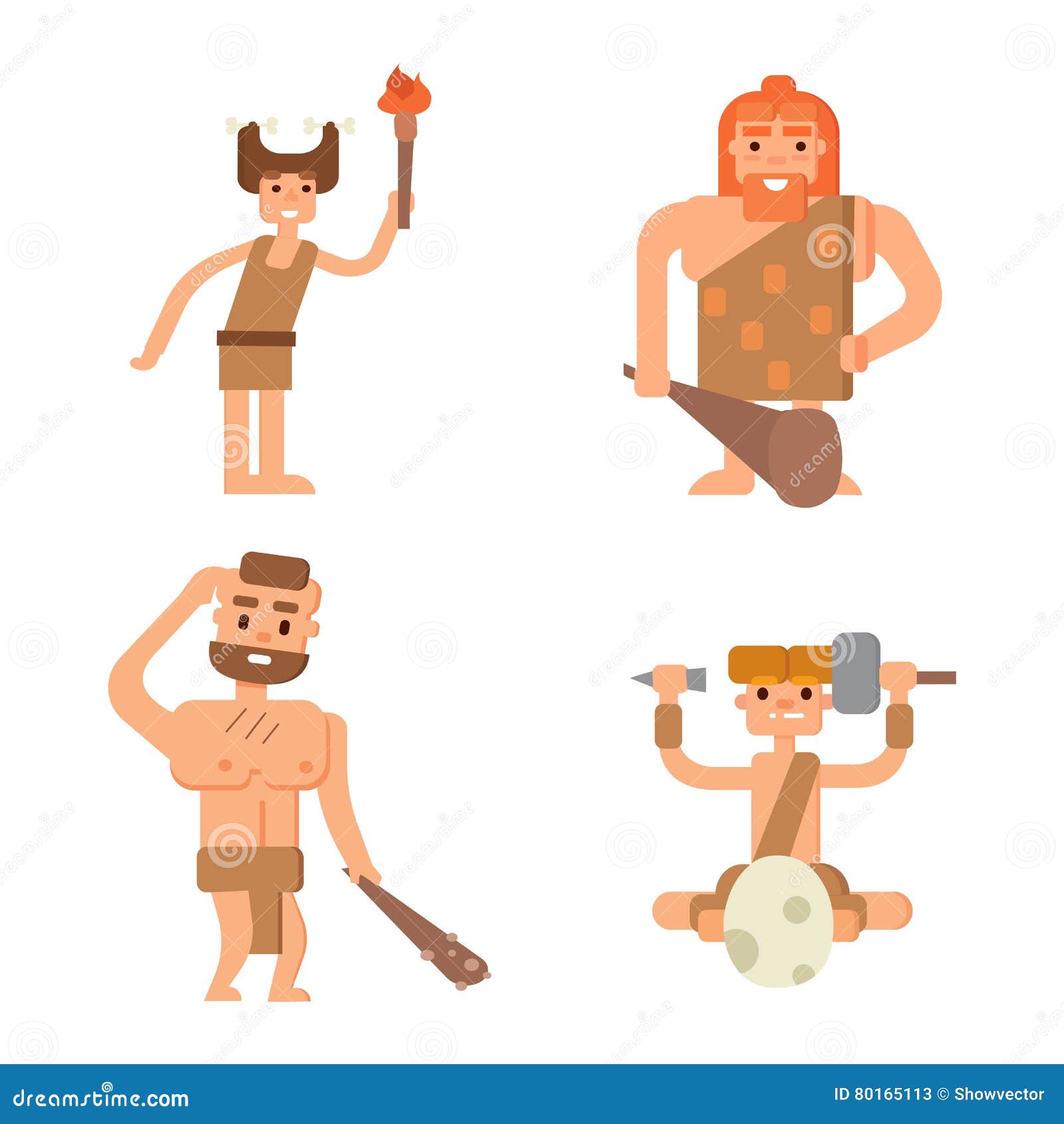 Caveman Primitive Stone Age People Stock Vector - Illustration of ...