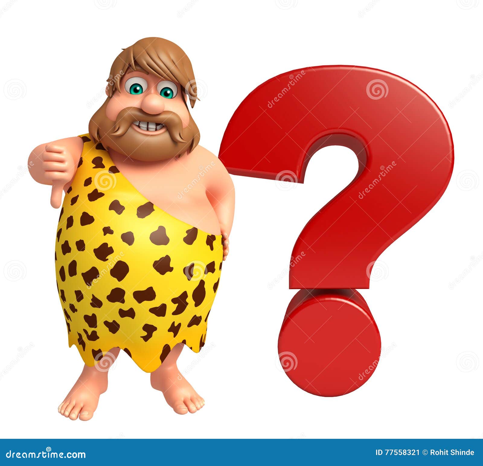 Caveman with Question Mark Sign Stock Illustration - Illustration of ...