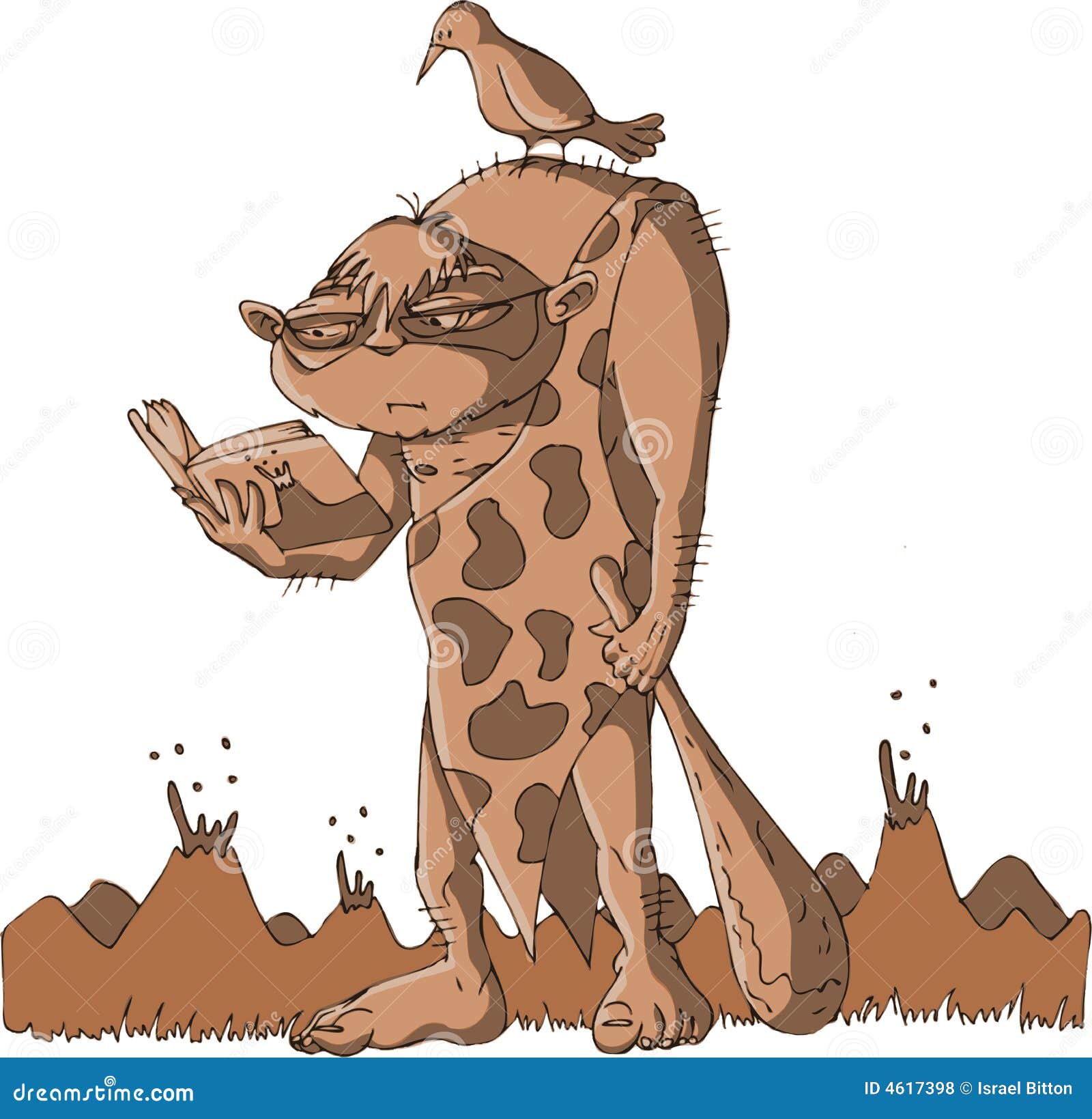 Caveman reading stock illustration. Illustration of glasses - 4617398