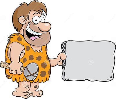Caveman with a sign stock vector. Illustration of sign - 26243284