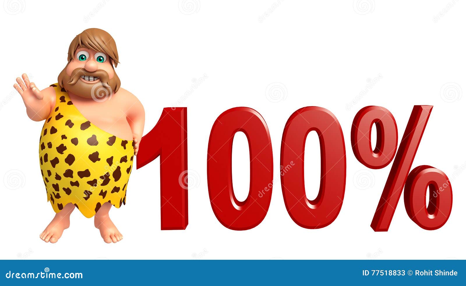 Caveman with 100 sign stock illustration. Illustration of savage - 77518833