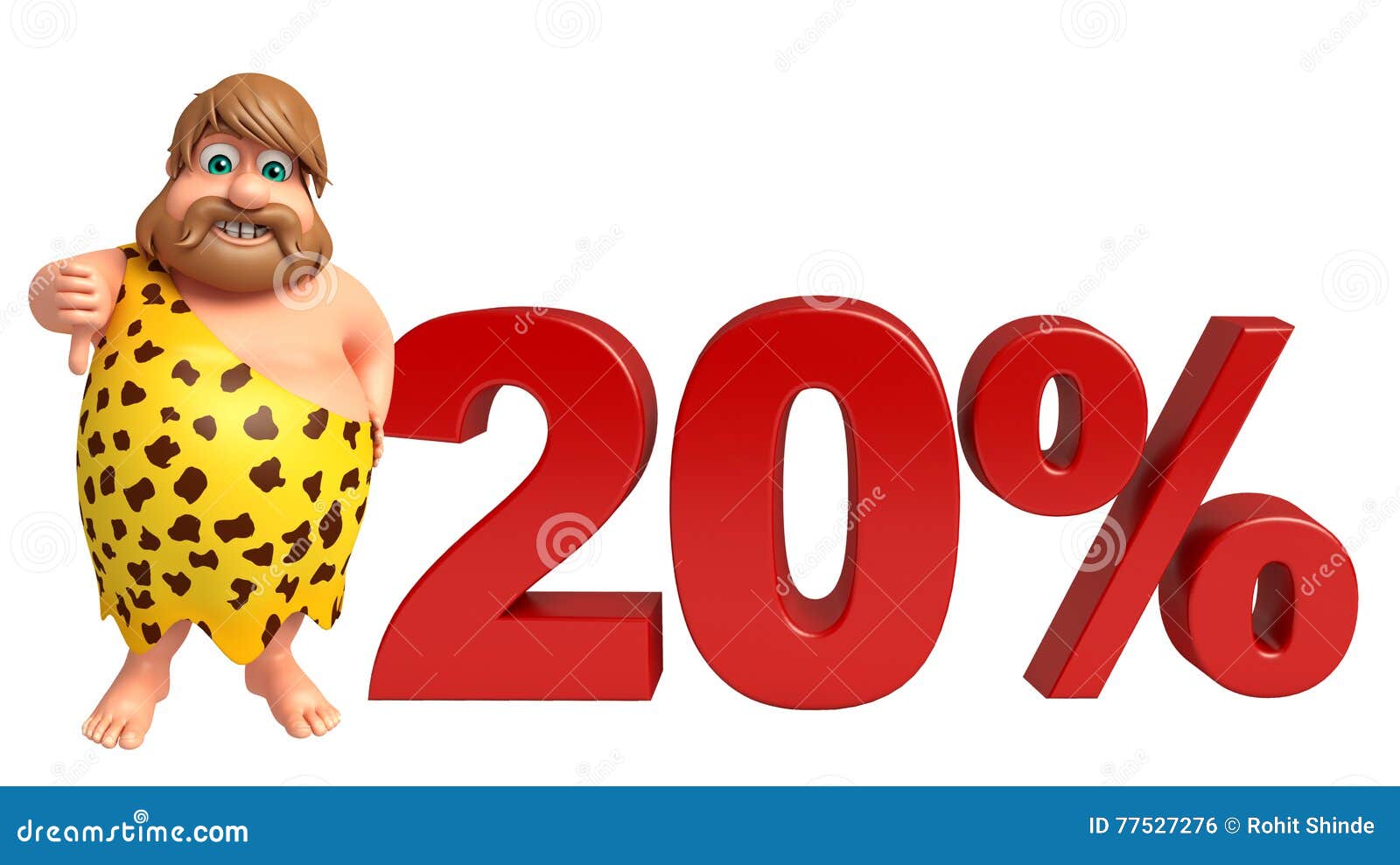 Caveman with 20 sign stock illustration. Illustration of paleolithic ...