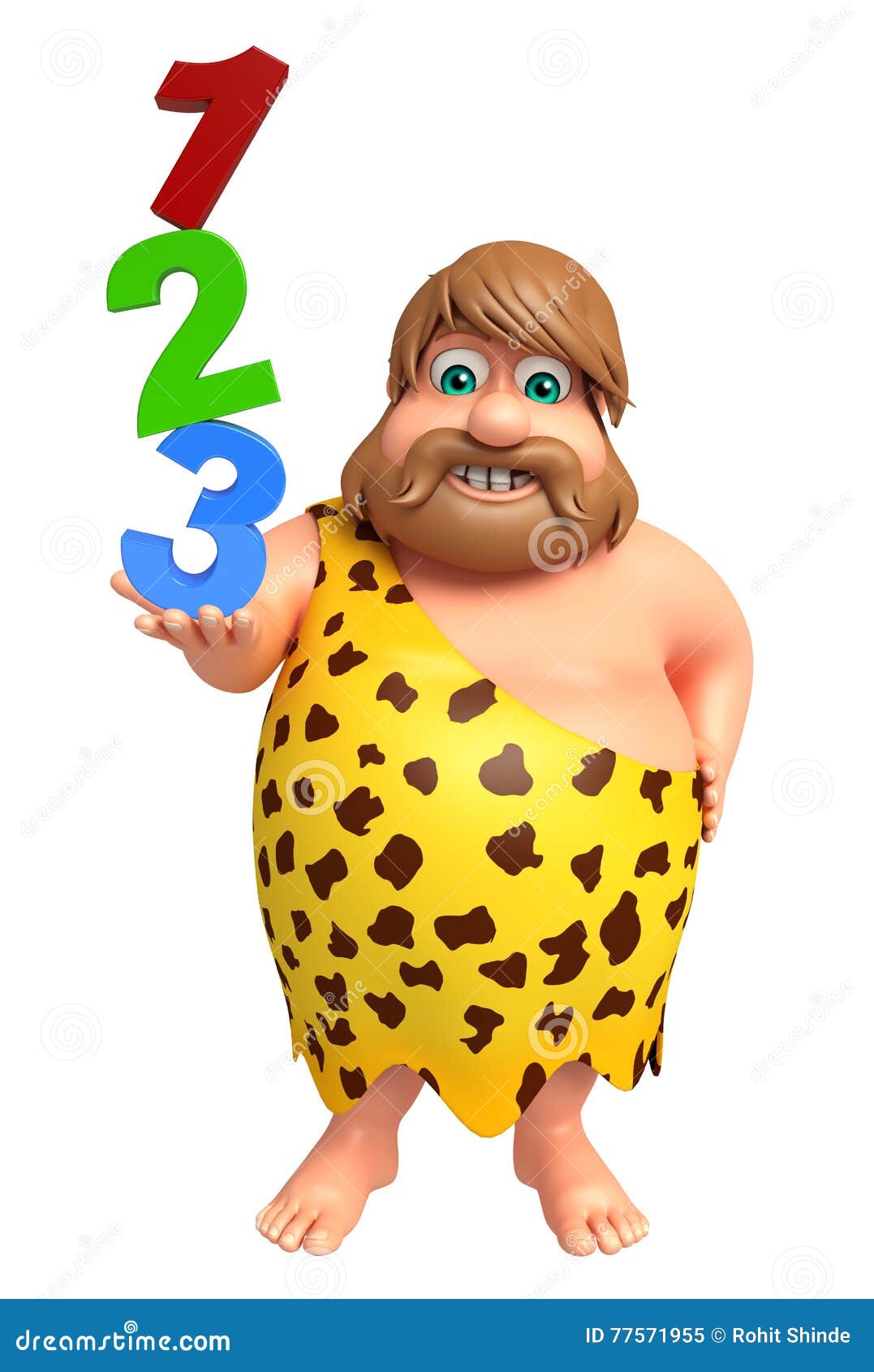 Caveman with 123 sign stock illustration. Illustration of prehistoric ...