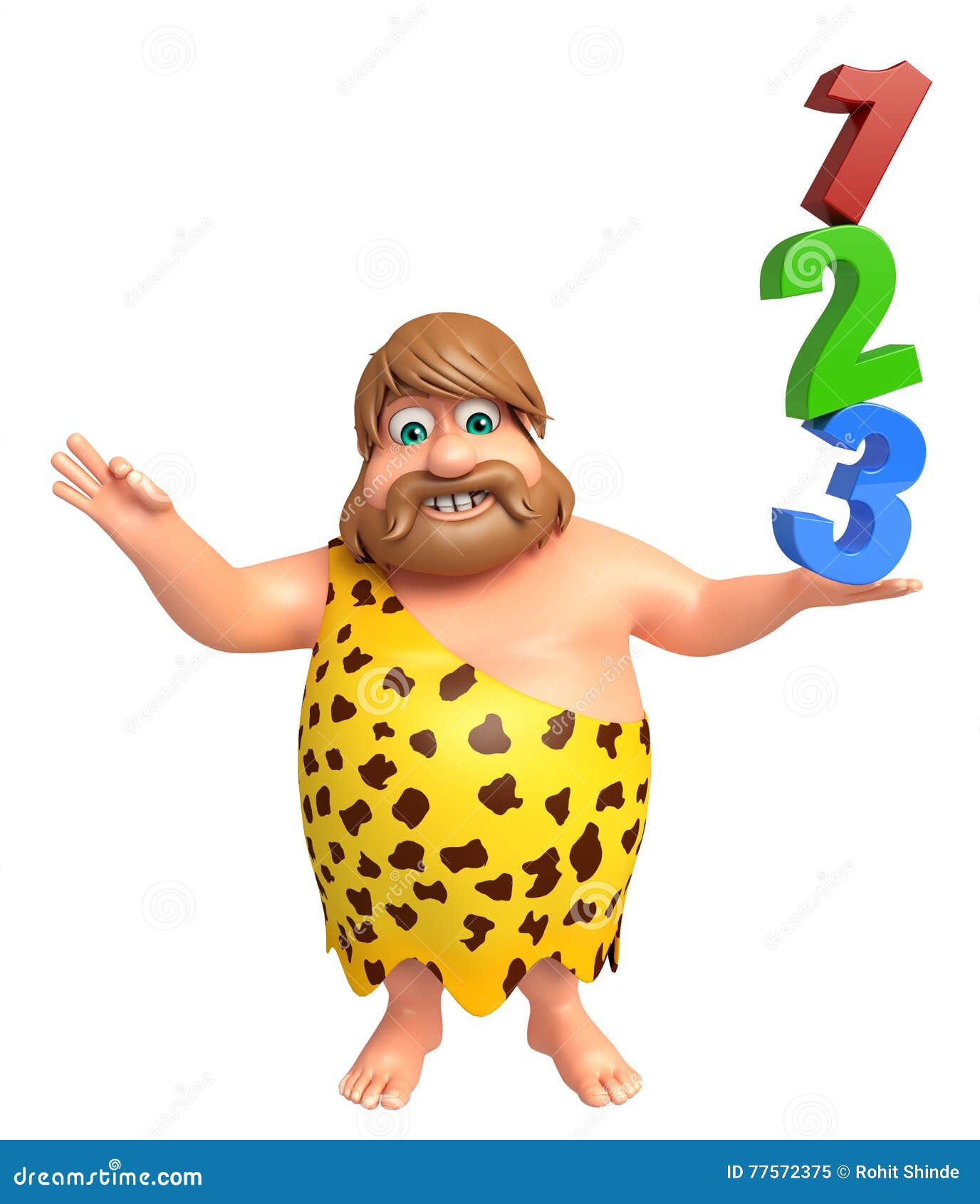 Caveman with 123 sign stock illustration. Illustration of ancient ...