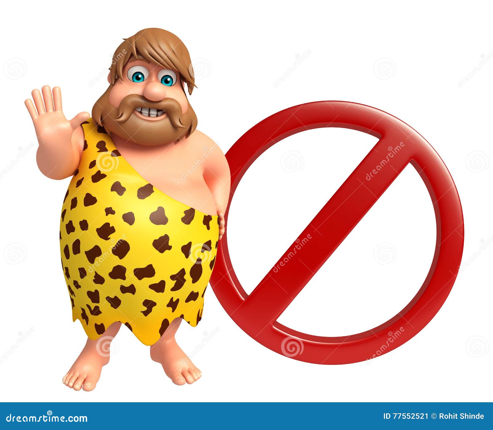 Caveman with Stop sign stock illustration. Illustration of neanderthal ...