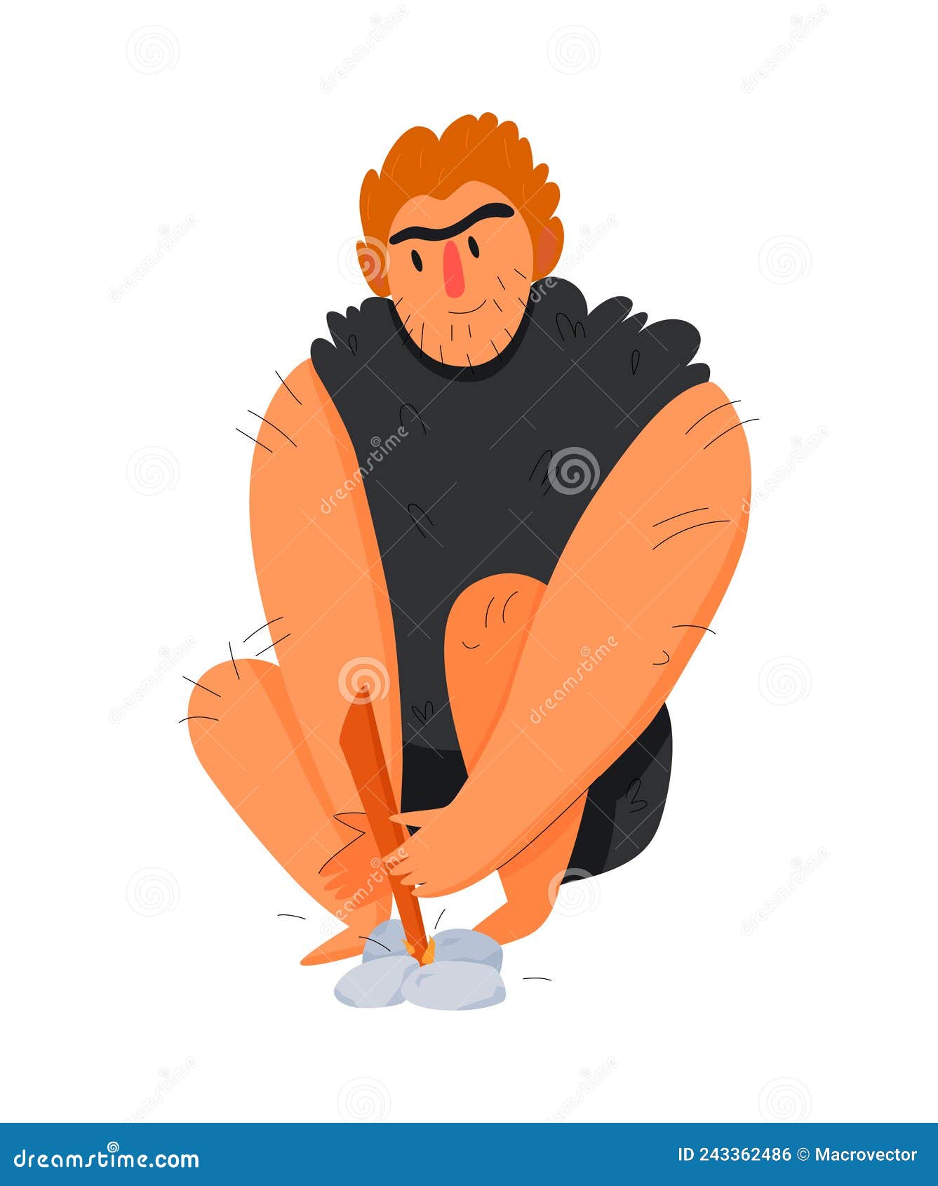 Caveman Striking Light Composition Stock Vector - Illustration of ...