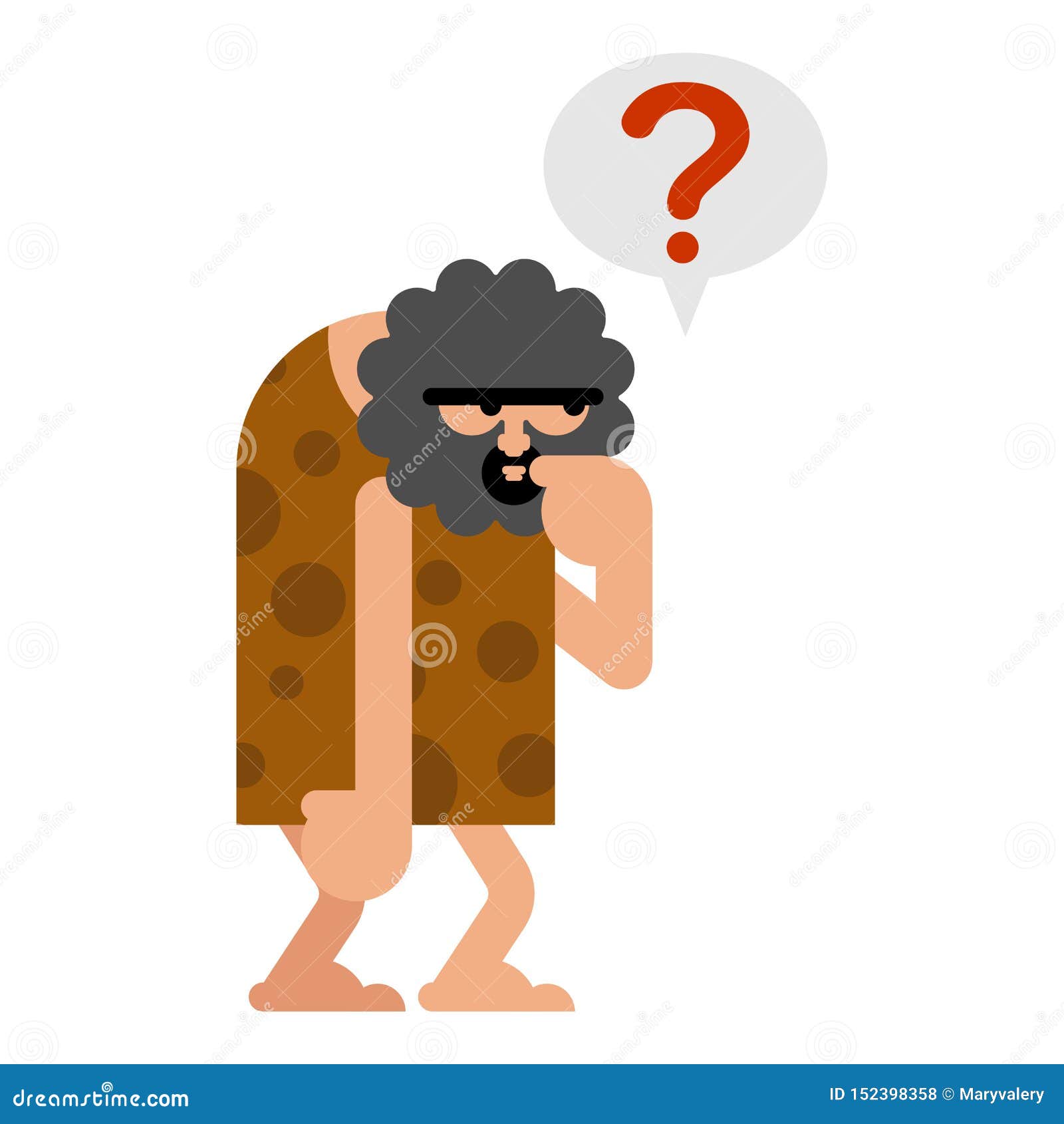 Caveman Thinks Isolated. Prehistoric Man Expect Stock Vector ...