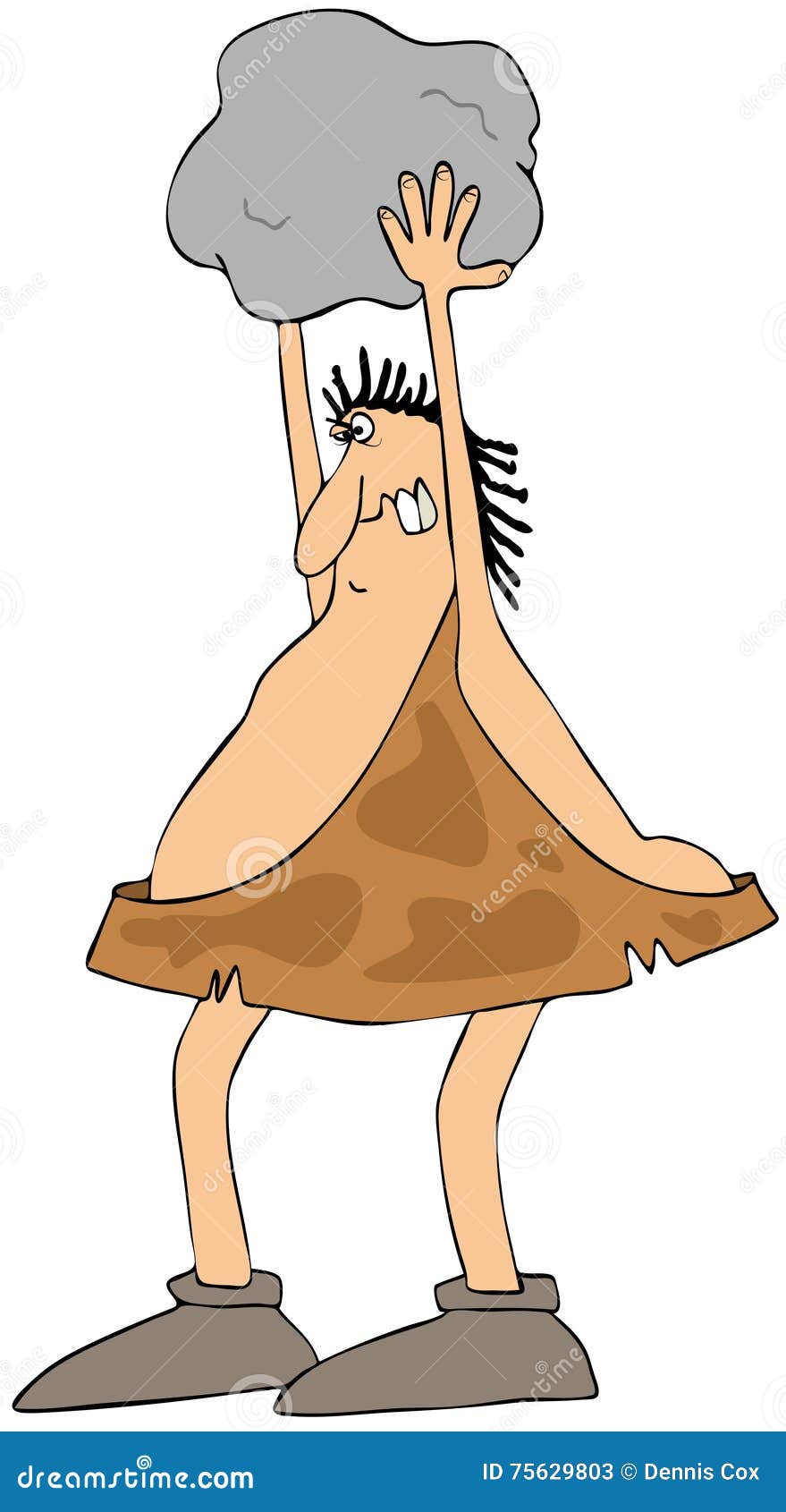 Caveman throwing a boulder stock illustration. Illustration of ...