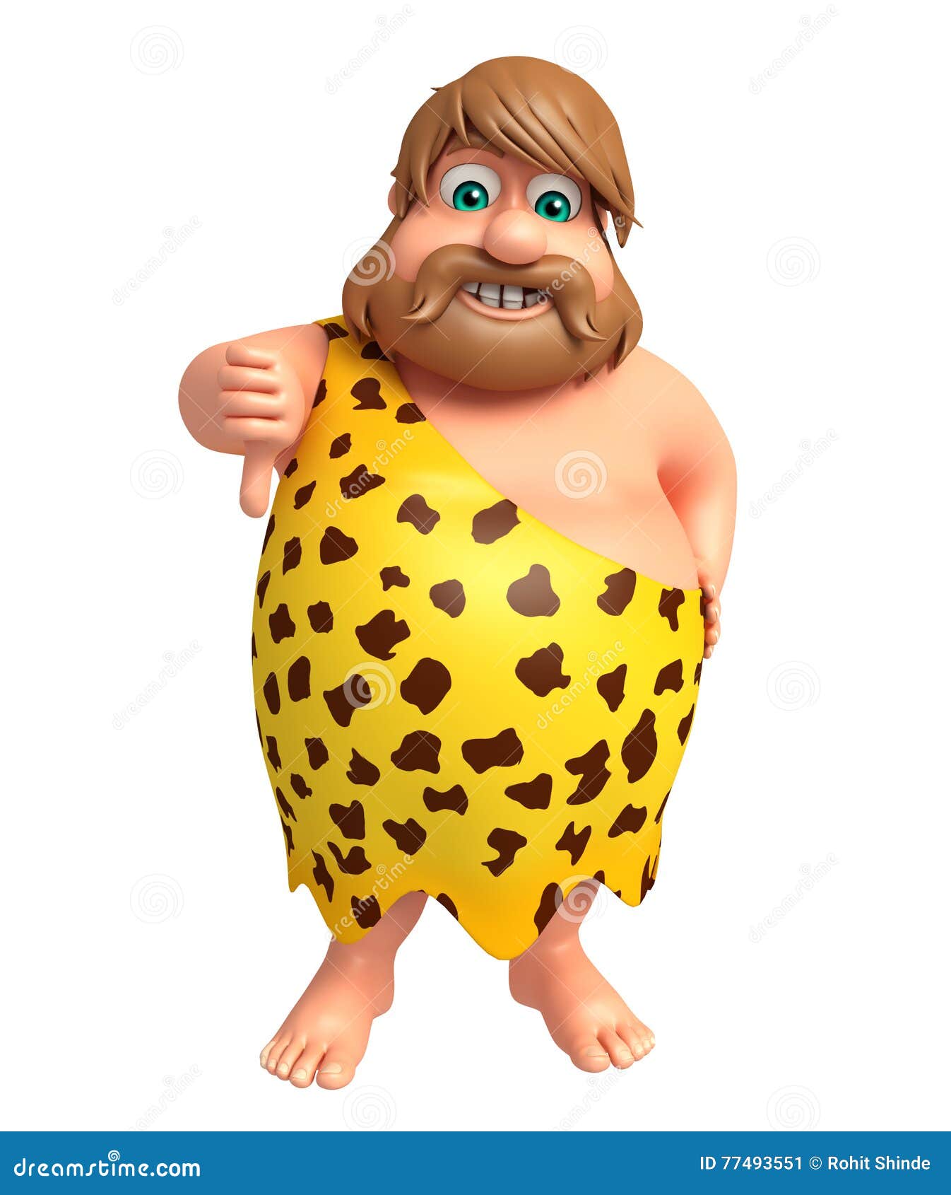 Caveman with Thums Down Pose Stock Illustration - Illustration of ...