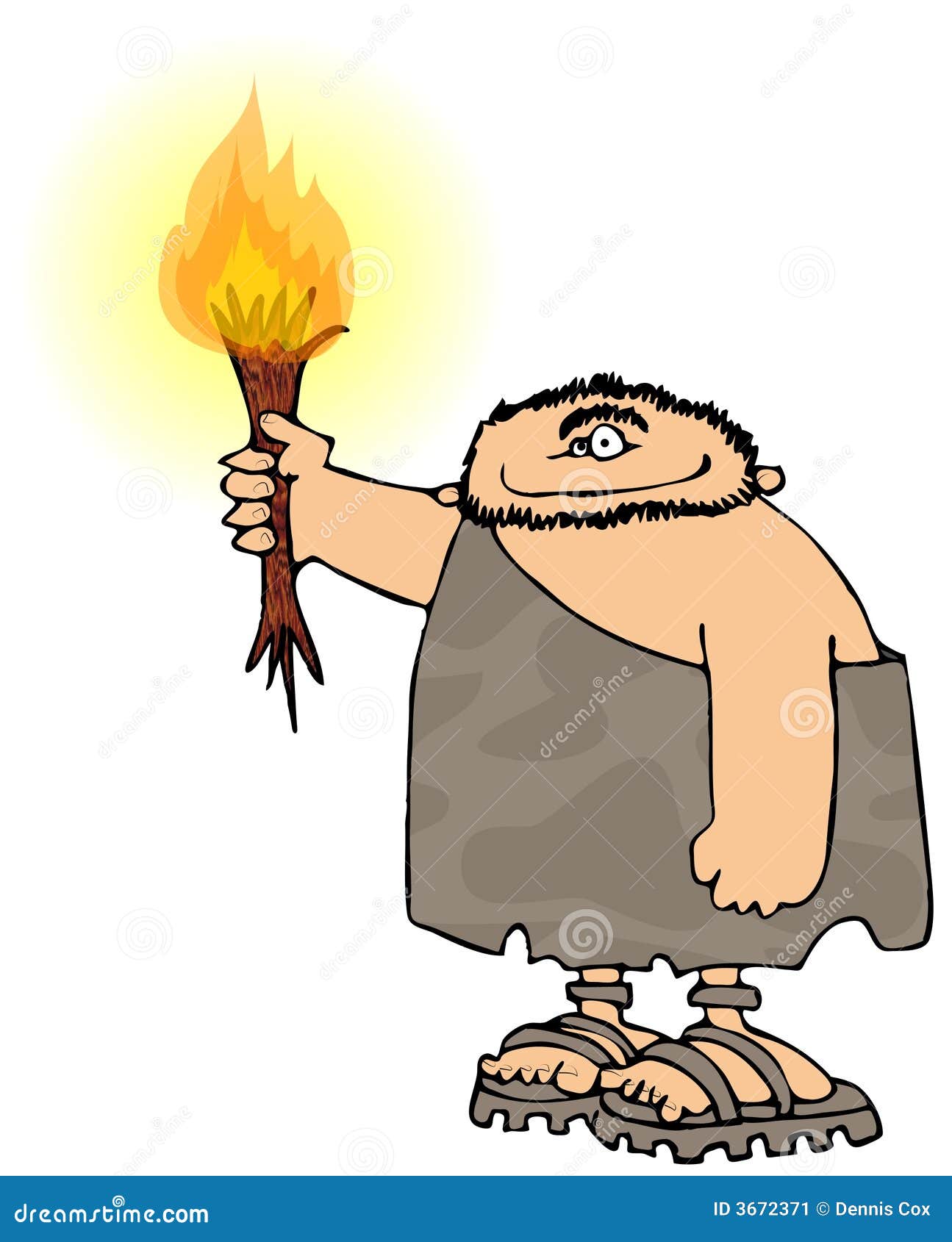 Caveman with a Torch stock illustration. Illustration of fire - 3672371