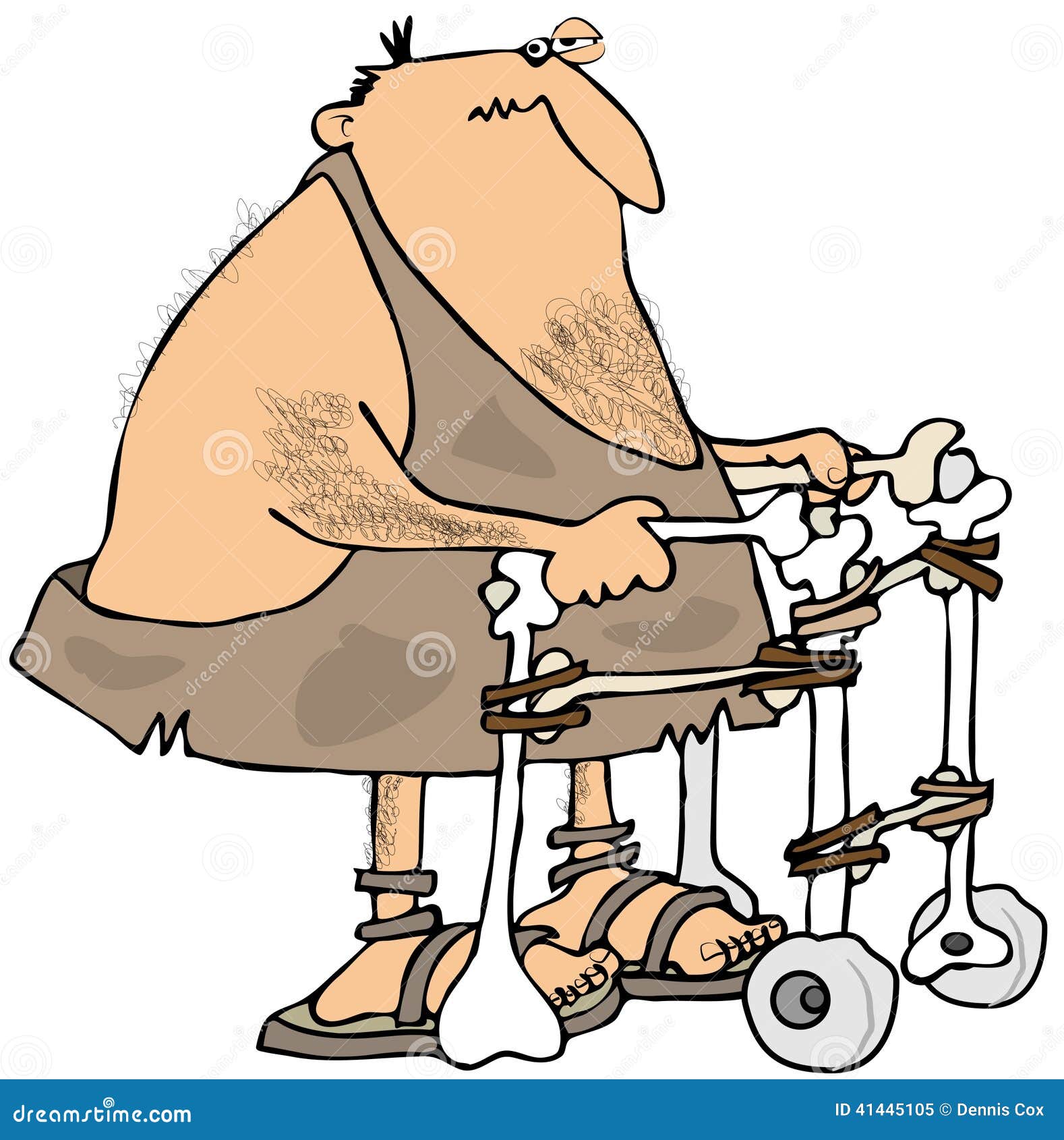 Caveman using a walker stock illustration. Illustration of neanderthal ...