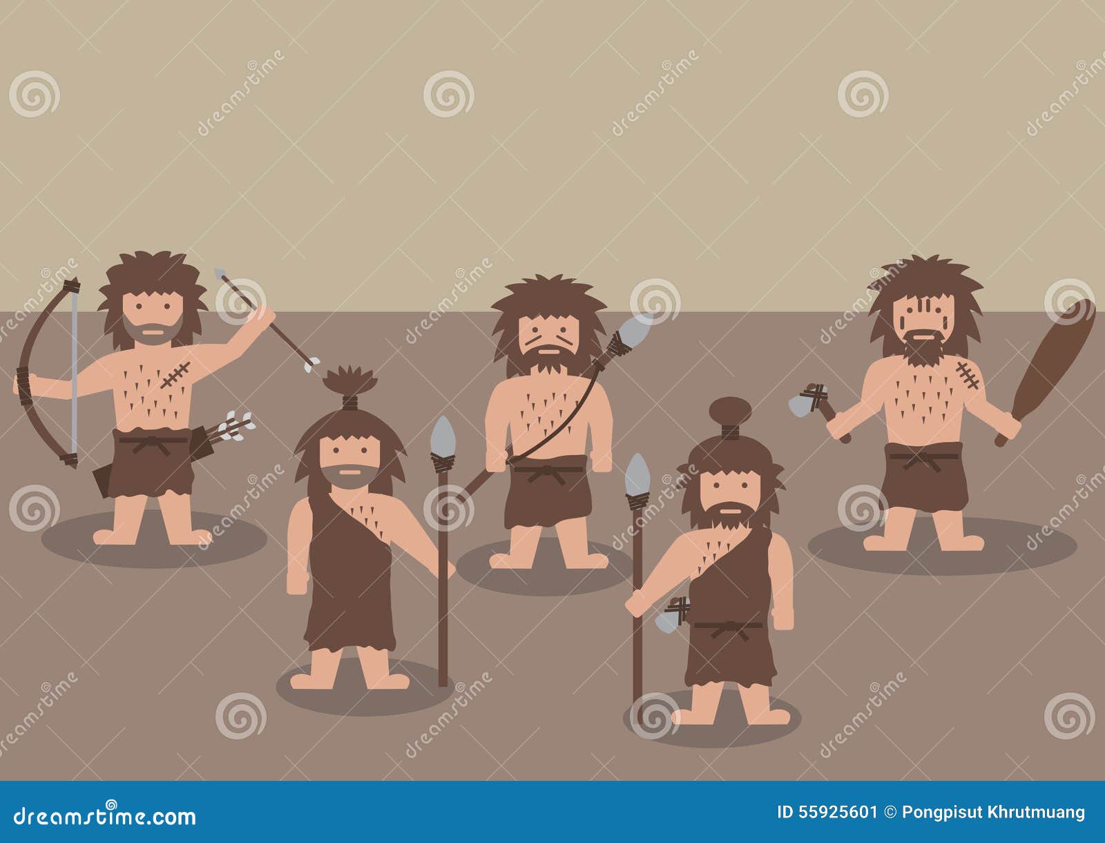 Caveman Warrior Flat Graphic Stock Vector - Illustration of barefoot ...