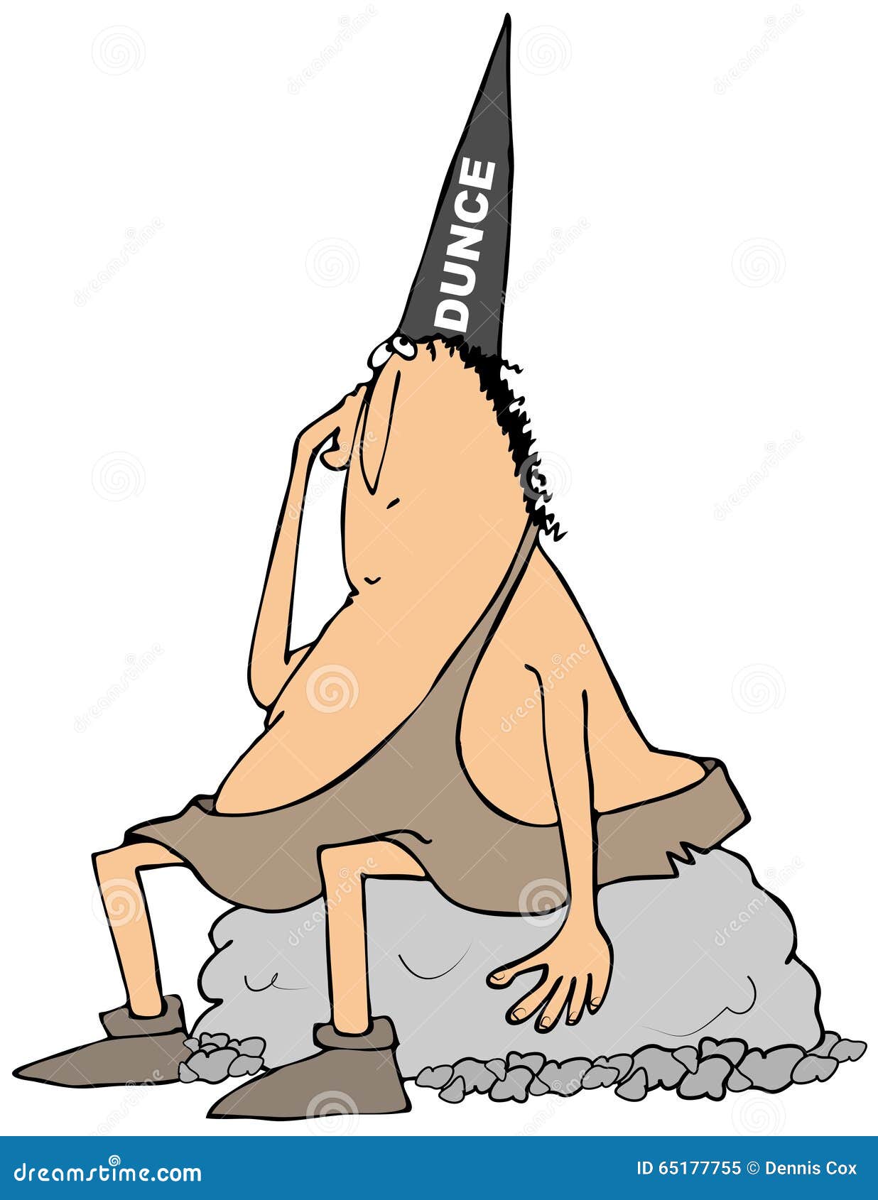 Caveman Wearing a Dunce Hat Stock Illustration - Illustration of rocks ...