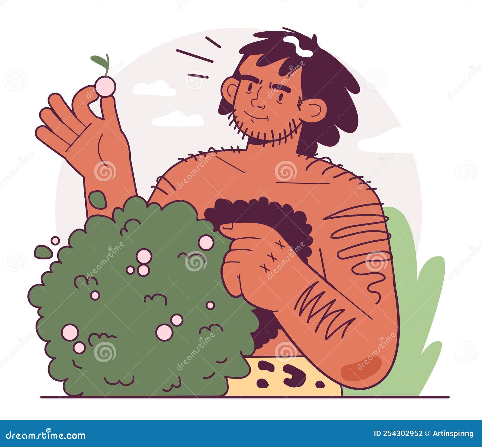 Cavemen, Primitive People Gathering Fruits and Vegetables. Human ...