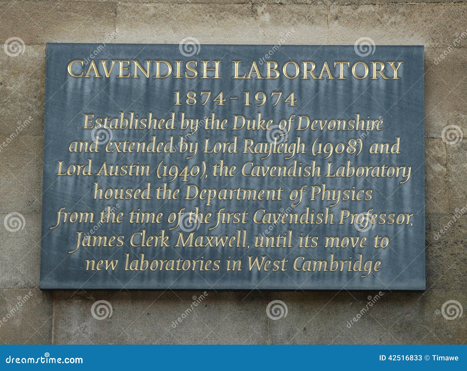 Cavendish Laboratory stock image. Image of commemorative - 42516833