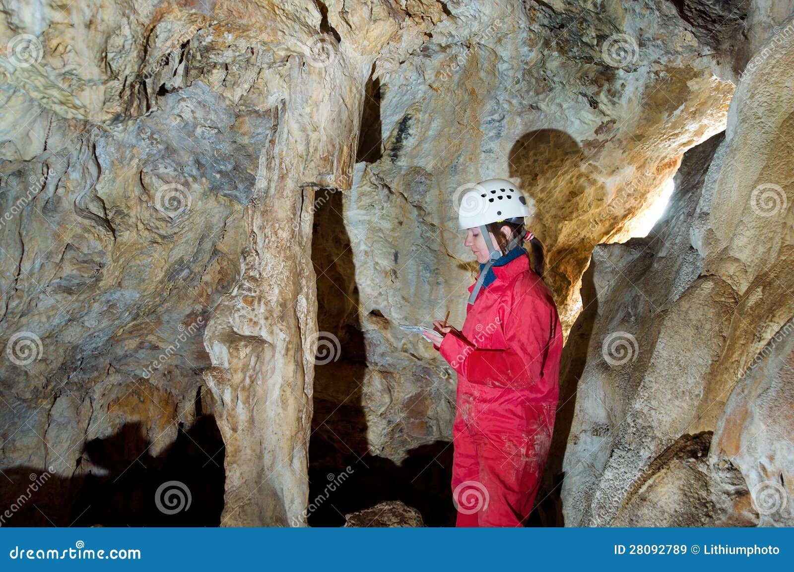 Caver Logging Survey Data during Cave Mapping Stock Image - Image of ...