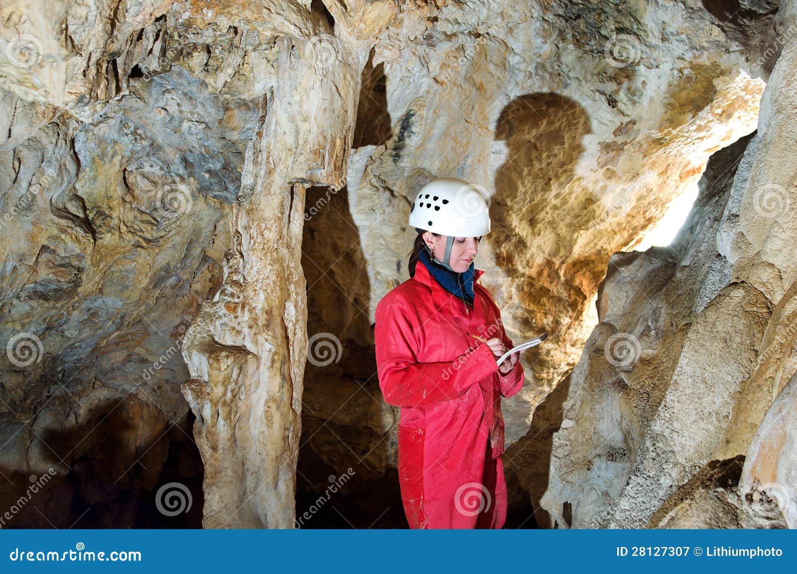 Caver Logging Survey Data during Cave Mapping Stock Image - Image of ...