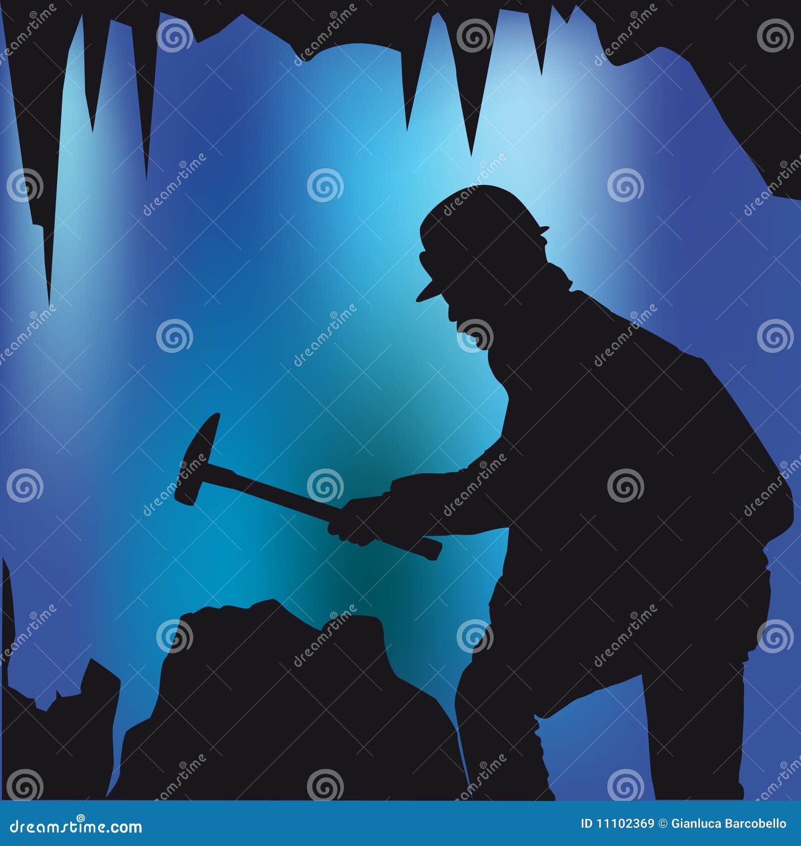 Caver mit Hammer vektor abbildung. Illustration von hammer - 11102369