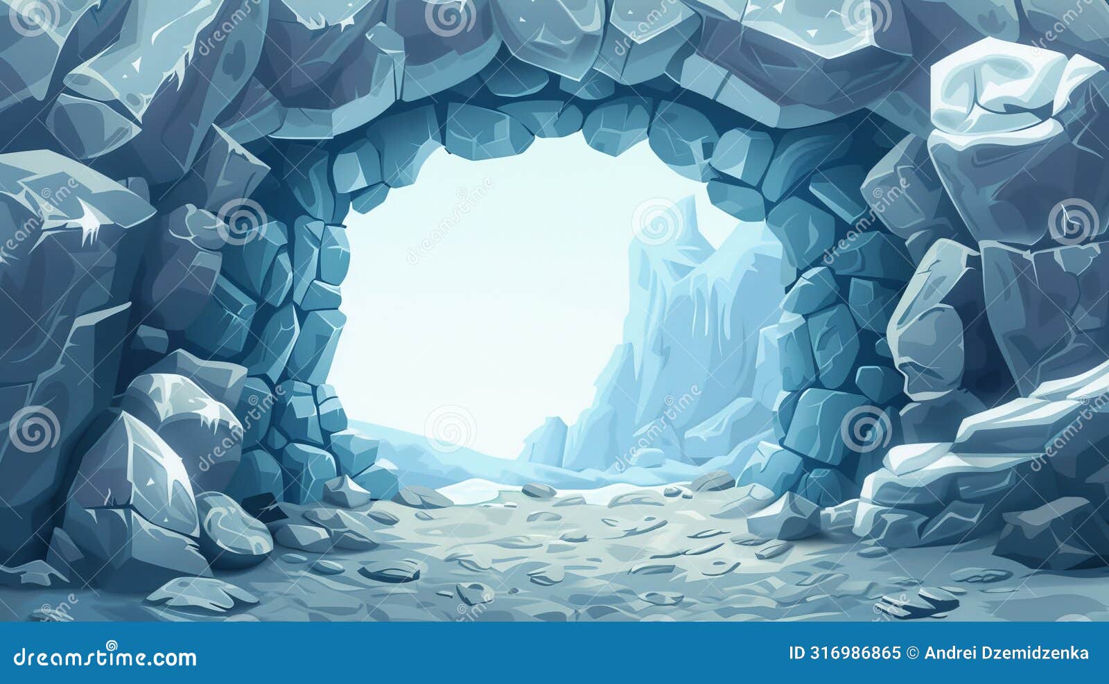 Cavern Entry with Empty White Space Inside. Modern Template with ...