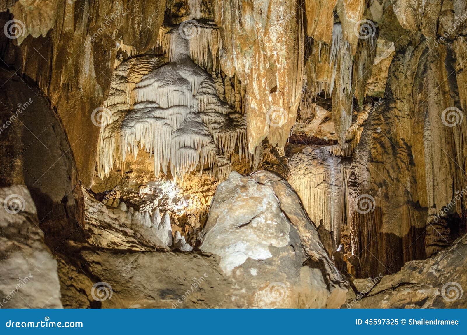 Cavern stock image. Image of cave, mineral, stalactite - 45597325