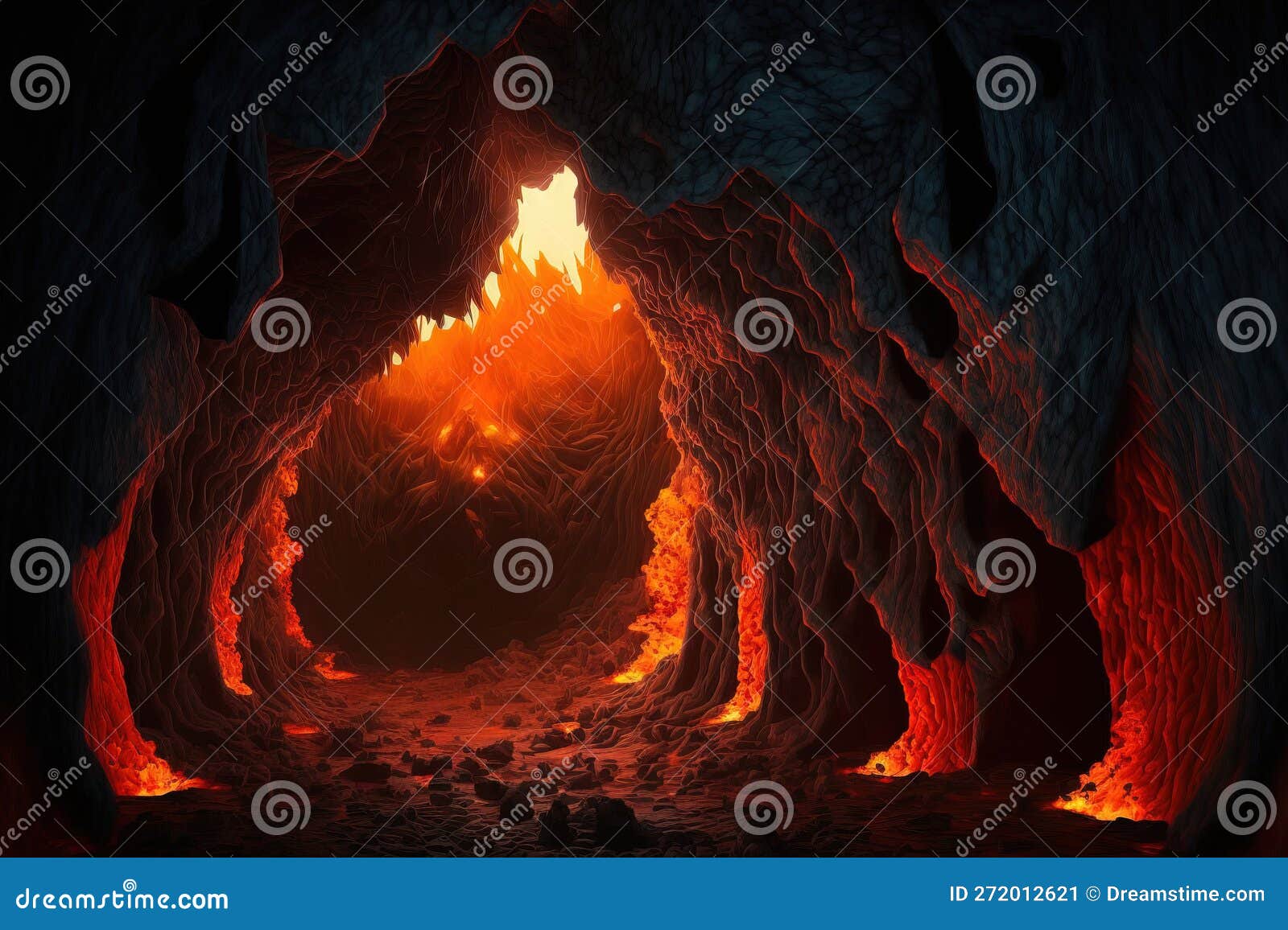Cavern of Molten Lava Underground. Electronic Art Stock Illustration ...